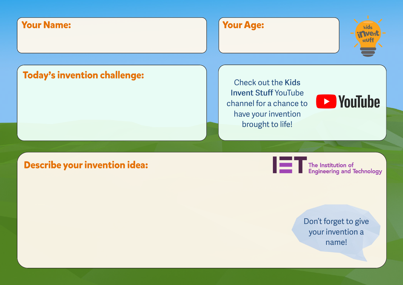 Invention Worksheet - Kids Invent Stuff